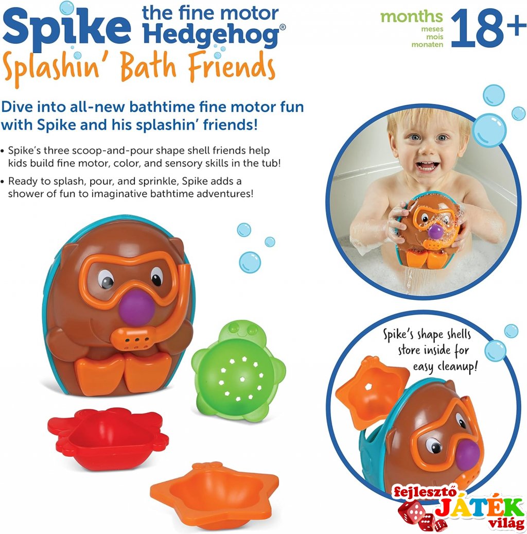 Bath Buddies Spike Süni, 4 db-os Learning Resources fürdőjáték szett