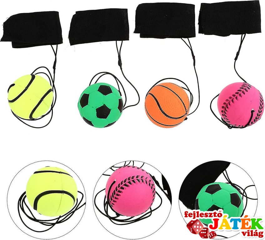 Csuklóra erősíthető labda, ügyességi játék Goki