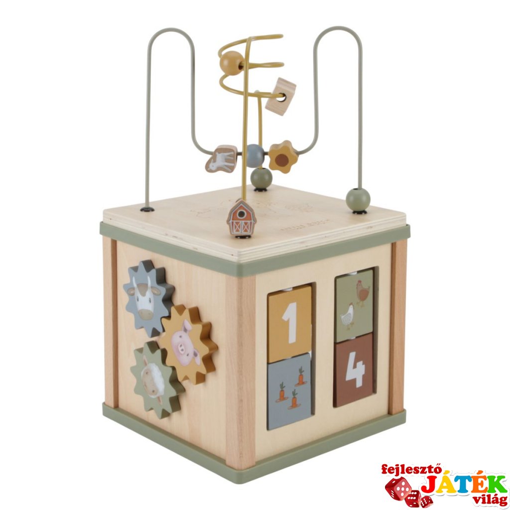 Fa készségfejlesztő kocka, Little Dutch bébijáték, Little Farm